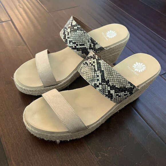Shoes | Arlette Yellow Box Snake Skin Platform Wedges | Poshmark